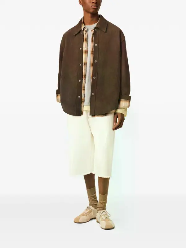 AMI Paris Goat-leather Buttoned Overshirt