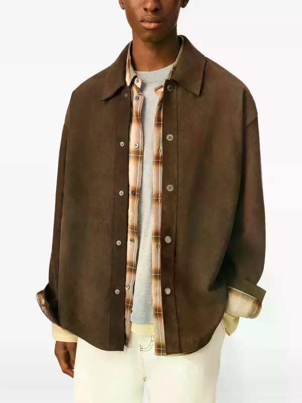 AMI Paris Goat-leather Buttoned Overshirt