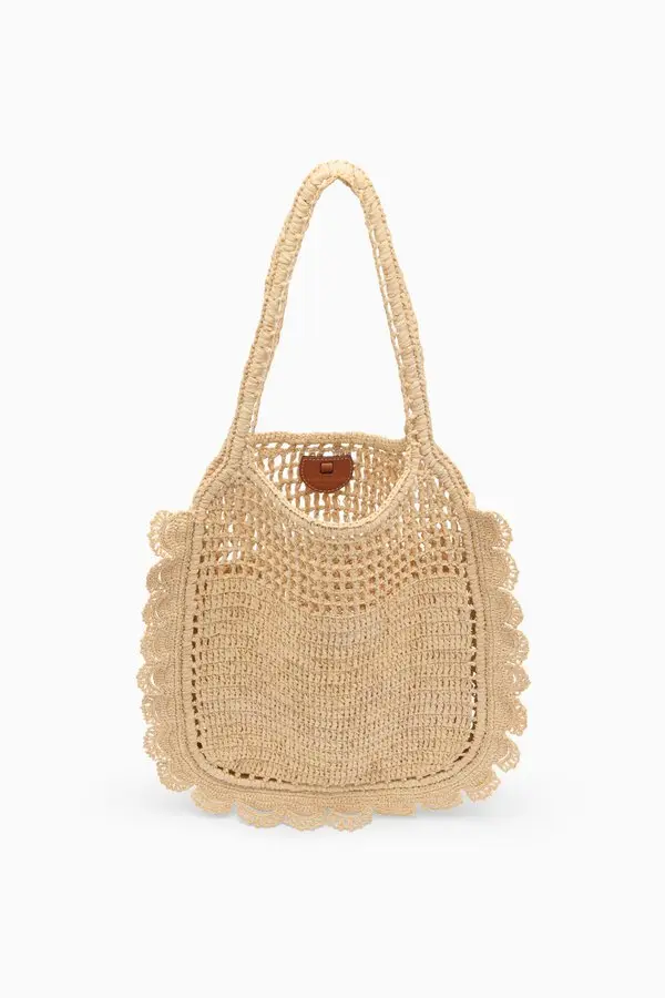 Ulla Johnson Marina Raffia Flat Tote Handbag - Natural