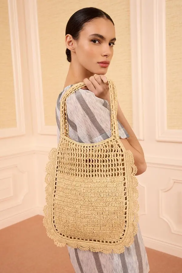 Ulla Johnson Marina Raffia Flat Tote Handbag - Natural
