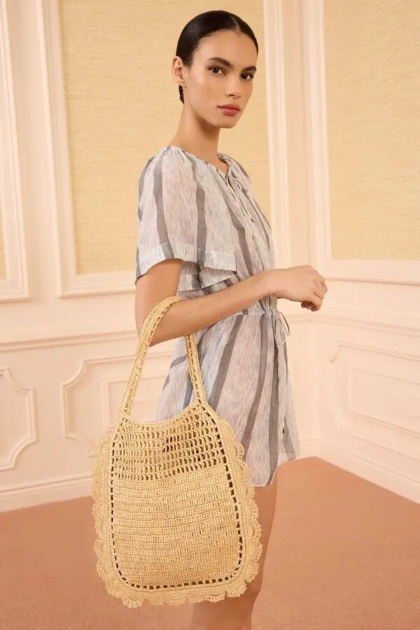 Ulla Johnson Marina Raffia Flat Tote Handbag - Natural
