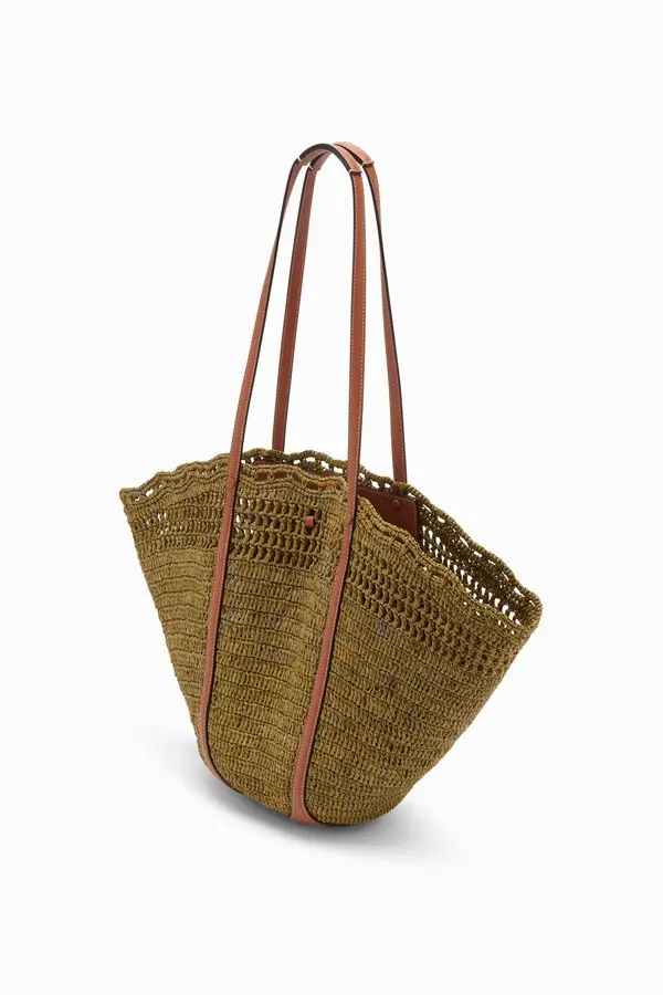 Ulla Johnson Marina Raffia Tote Handbag - Olive