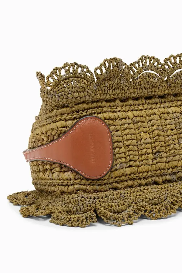 Ulla Johnson Marina Raffia Scallop Pouchette - Olive