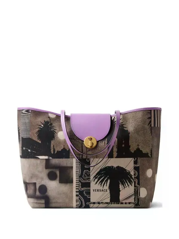 Versace Vivian Large Canvas Tote - Neutrals