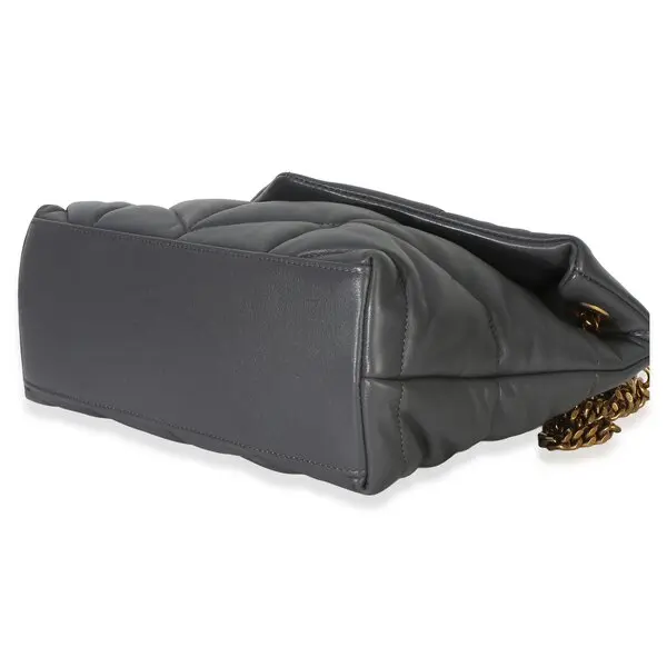 Saint Laurent Grey Quilted Lambskin Loulou Puffer Chain Satchel - Gray