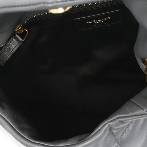 Saint Laurent Grey Quilted Lambskin Loulou Puffer Chain Satchel - Gray