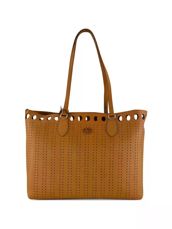 Valentino Garavani Perforated Leather Tote Bag - Brown