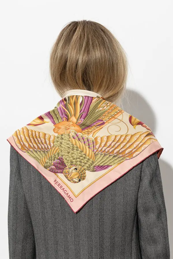 FERRAGAMO Silk Scarf With Floral Motif