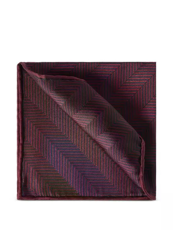 Brunello Cucinelli Silk Chevron Pocket Square - Red