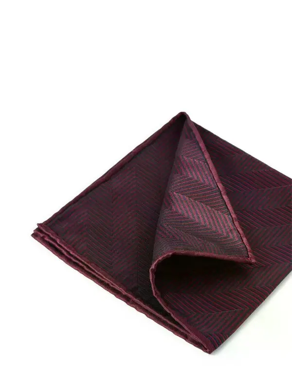 Brunello Cucinelli Silk Chevron Pocket Square - Red