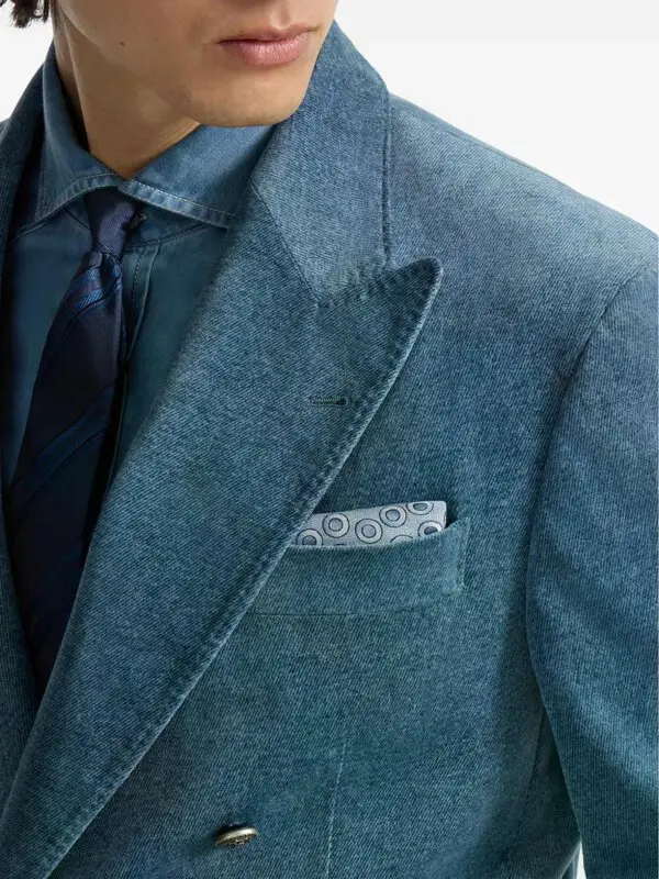 Brunello Cucinelli Spotted-pattern Silk Pocket Square - Blue
