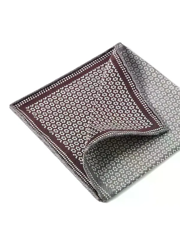 Brunello Cucinelli Silk Geometric-pattern Pocket Square - Grey