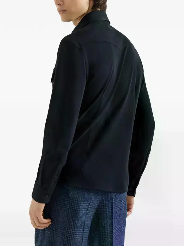 Brunello Cucinelli Cotton-piqué Western Shirt - Blue
