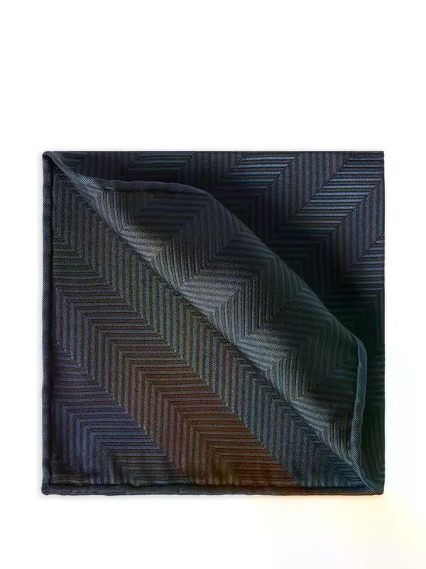 Brunello Cucinelli Silk Chevron Pocket Square - Blue