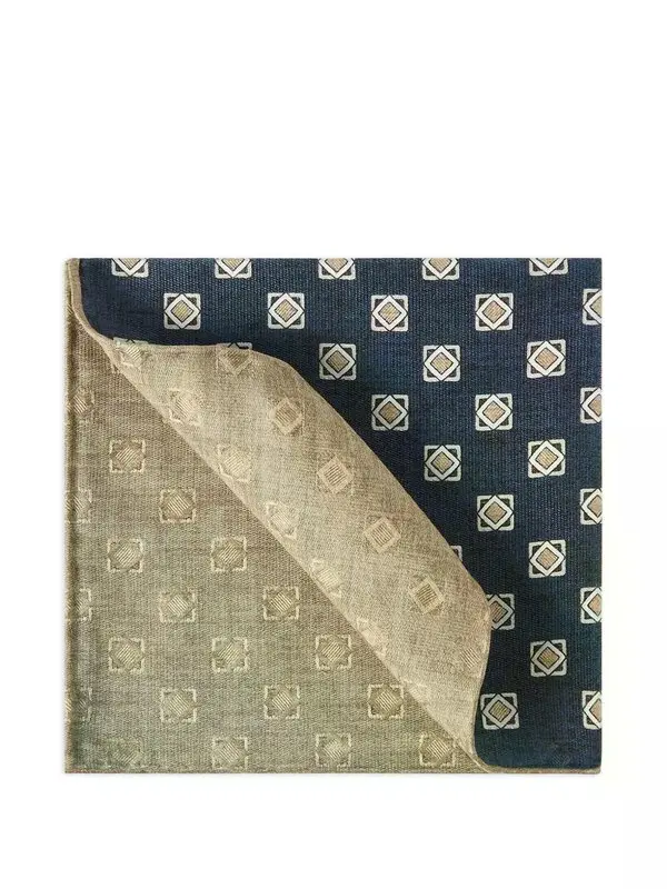 Brunello Cucinelli Silk Geometric-pattern Pocket Square - Neutrals