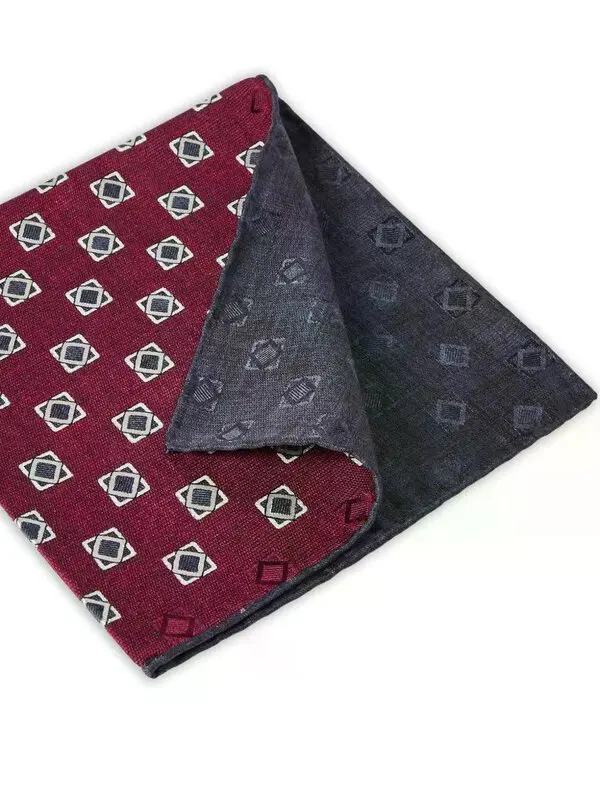 Brunello Cucinelli Silk Geometric-pattern Pocket Square - Red