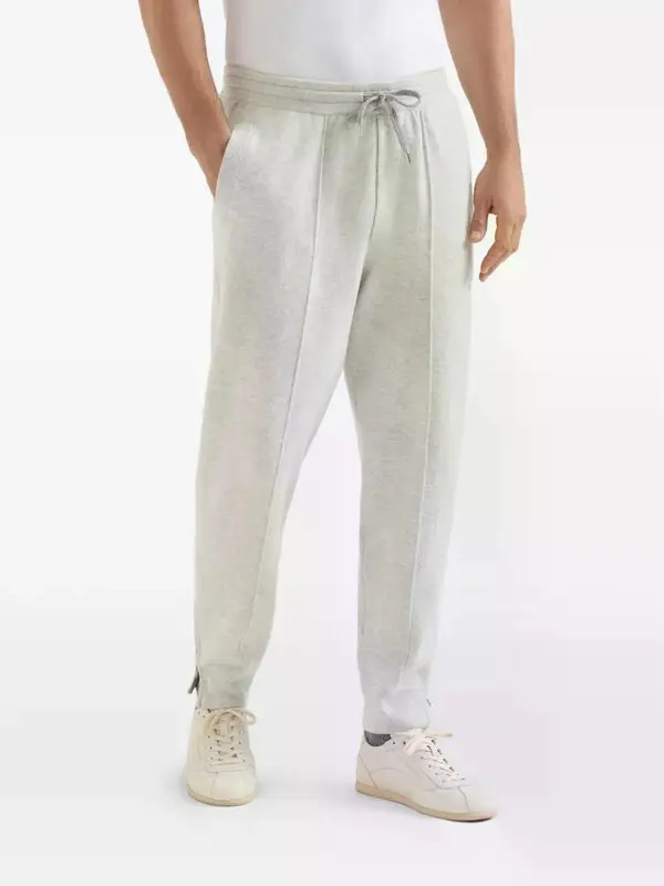 Brunello Cucinelli Cashmere Double-knit Trousers With Crête-detail And Elasticated Zipper Cuffs - Grey