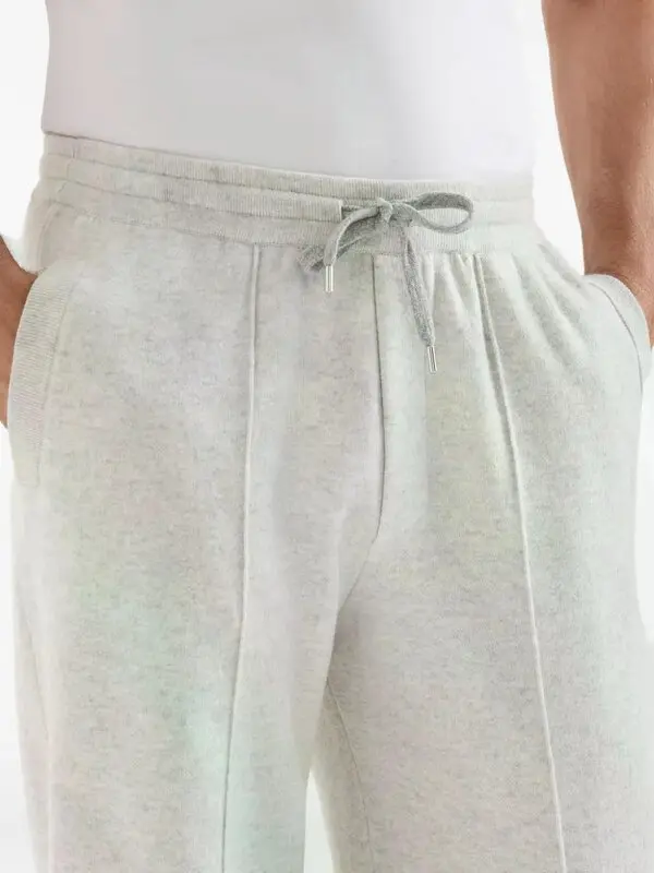 Brunello Cucinelli Cashmere Double-knit Trousers With Crête-detail And Elasticated Zipper Cuffs - Grey
