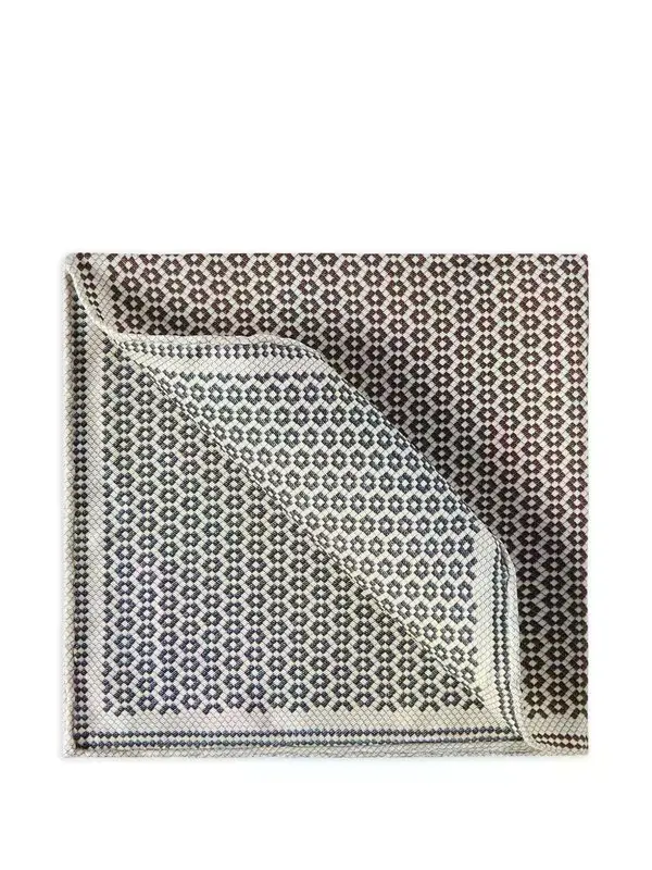 Brunello Cucinelli Silk Geometric-pattern Pocket Square - Brown