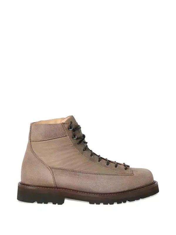 Brunello Cucinelli Suede And Techno Fabric Lace-up Boots