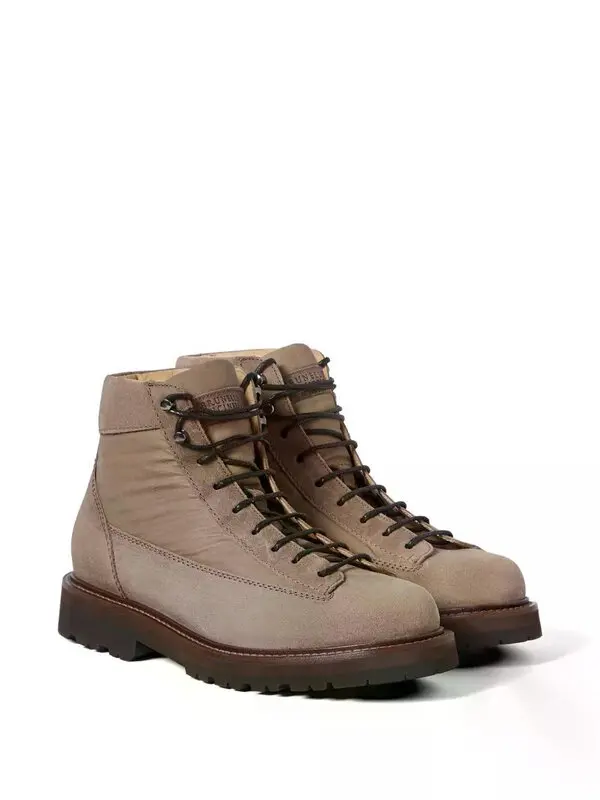 Brunello Cucinelli Suede And Techno Fabric Lace-up Boots
