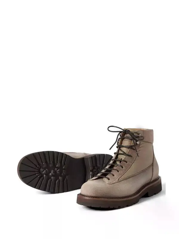 Brunello Cucinelli Suede And Techno Fabric Lace-up Boots