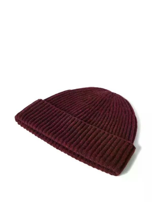 Brunello Cucinelli Cashmere English Rib Double Knit Beanie Hat - Red