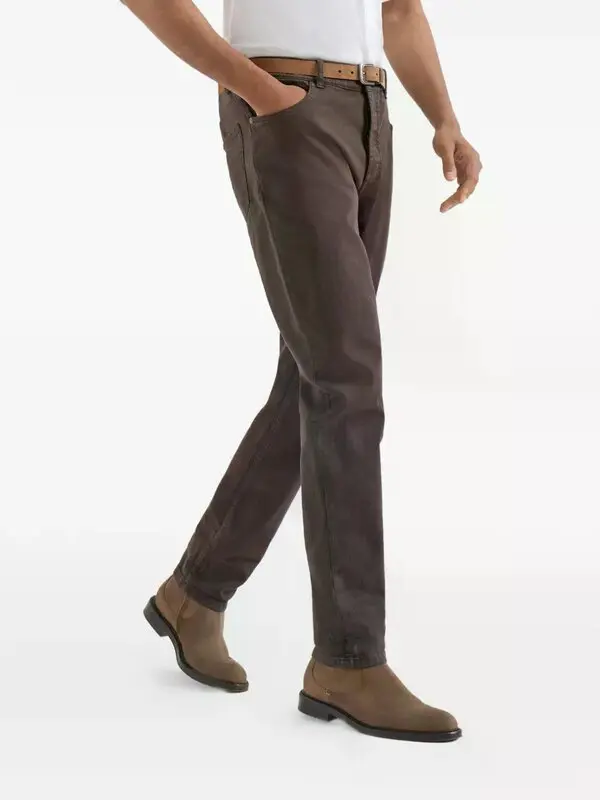 Brunello Cucinelli Garment-dyed Lightweight Denim Trousers - Brown