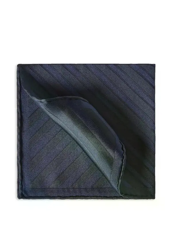 Brunello Cucinelli Regimental-stripe Silk Pocket Square - Blue