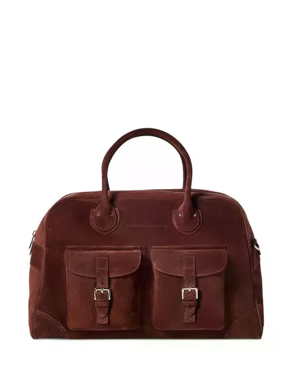 Brunello Cucinelli Suede Weekender Bag - Brown