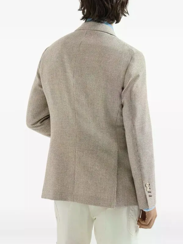 Brunello Cucinelli Wool, Alpaca And Silk Houndstooth Deconstructed Cavallo Blazer