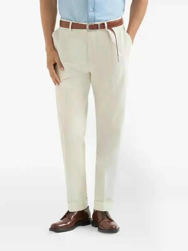 Brunello Cucinelli Sea Island Cotton Narrow Wale Corduroy Trousers With Pleat