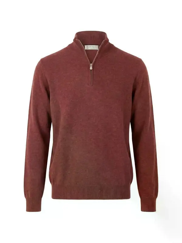 Brunello Cucinelli Half-zip Cashmere Sweater - Red