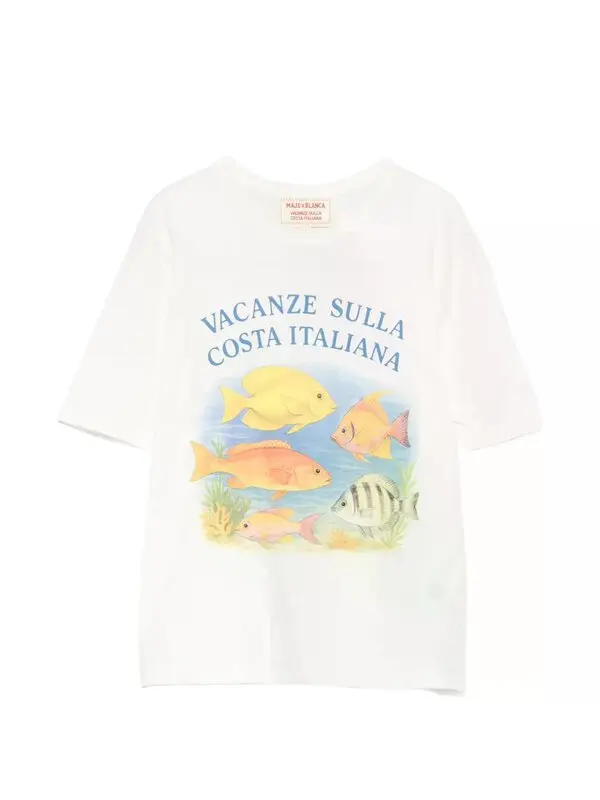 Maje Blanca Fish-print T-shirt - Neutrals