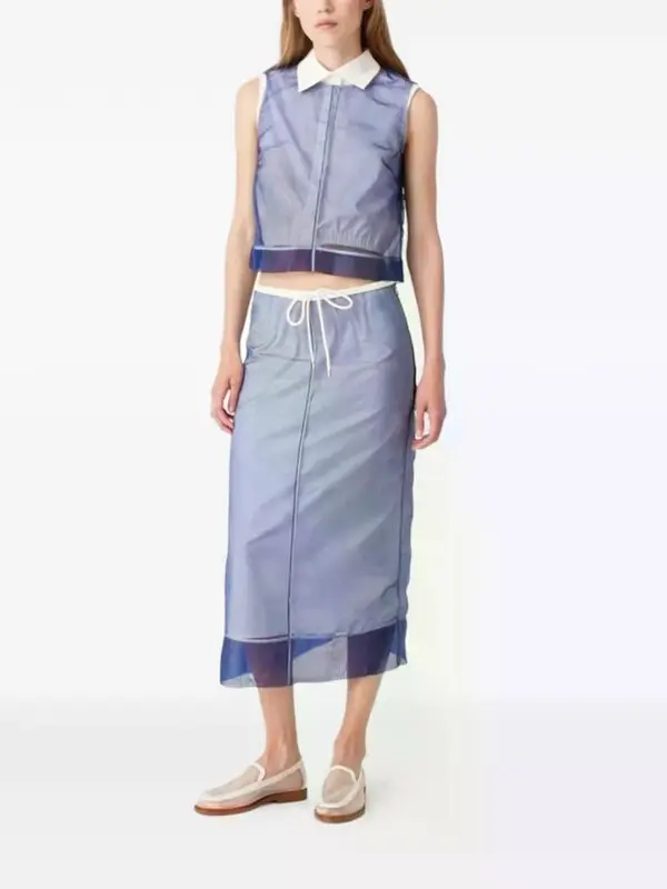 Maje Blanca Miró Drawstring Straight Midi Skirt