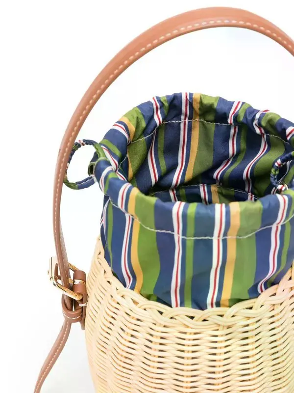 Maje Blanca Wicker-panelled Leather Bucket Bag