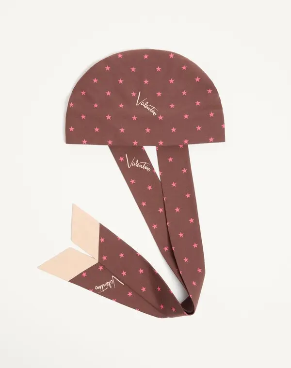 Valentino Garavani Stelline E Firma Starry Silk And Cotton Headband - Chocolate/beige