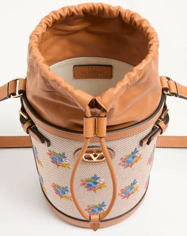 Valentino Garavani Antibes Canvas Embroidered Bucket Bag