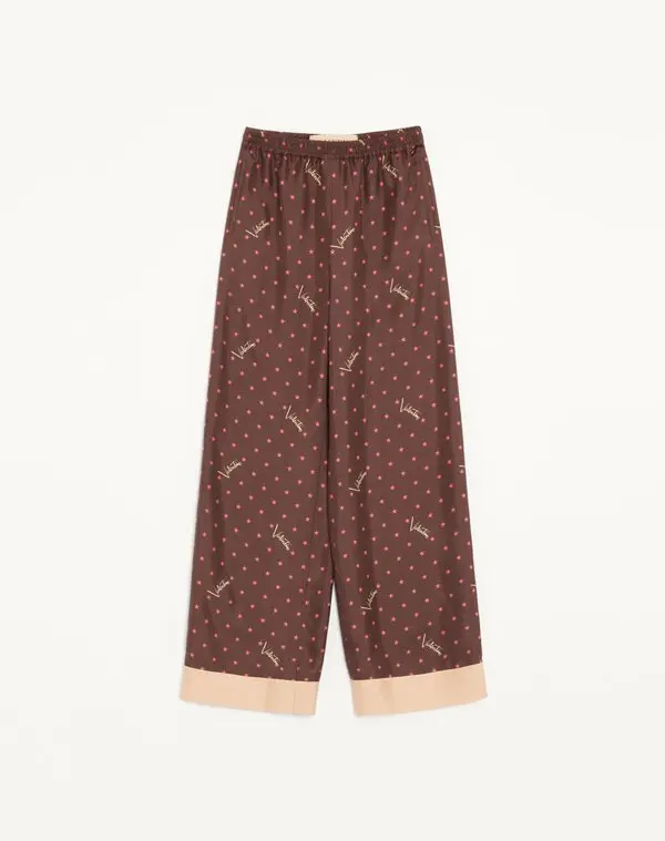 Valentino Garavani Stelline Firma Starry Twill Trousers - Chocolate/beige