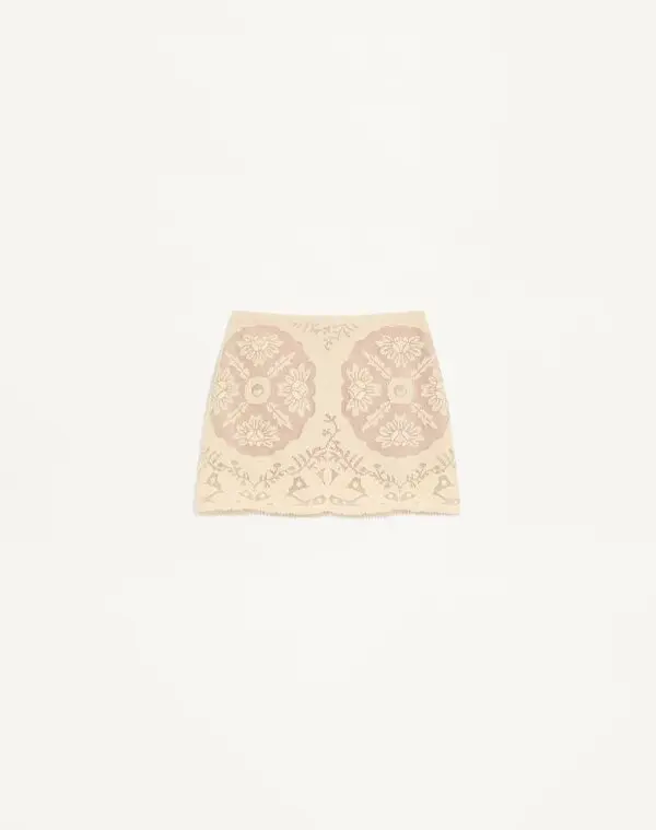 Valentino Garavani Floral Stamp Blanket Mini Skirt - Ecru/silver