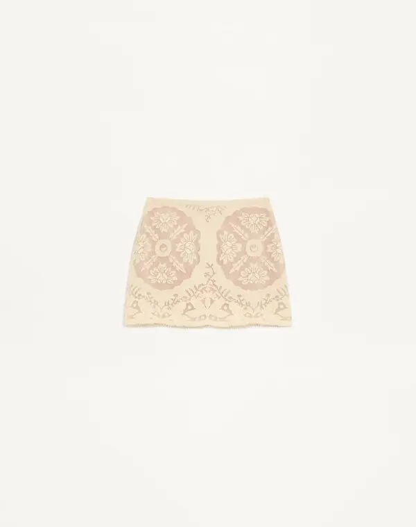 Valentino Garavani Floral Stamp Blanket Mini Skirt - Ecru/silver