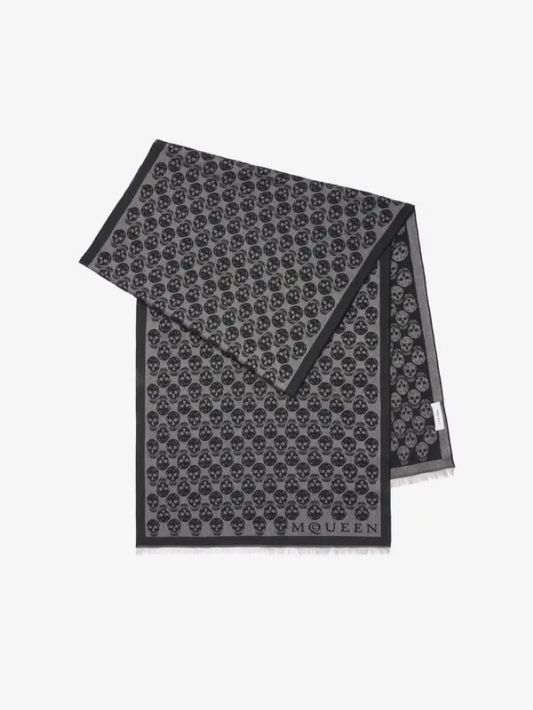 Alexander McQueen Skull Jacquard Scarf - Grey/black