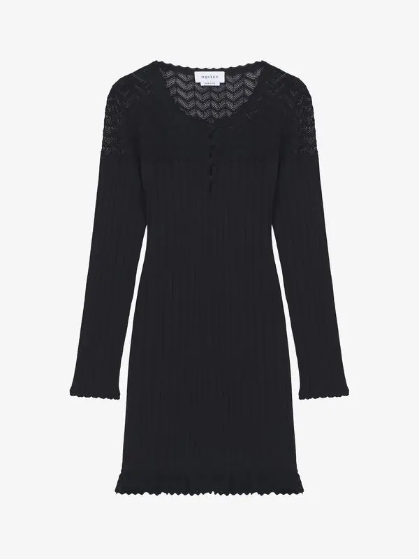 Alexander McQueen Pointelle Knit Mini Dress - Black