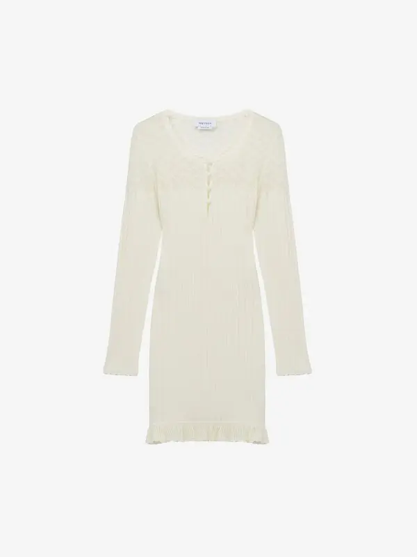 Alexander McQueen Viscose Blend Pointelle Knit Mini Dress - Ivory