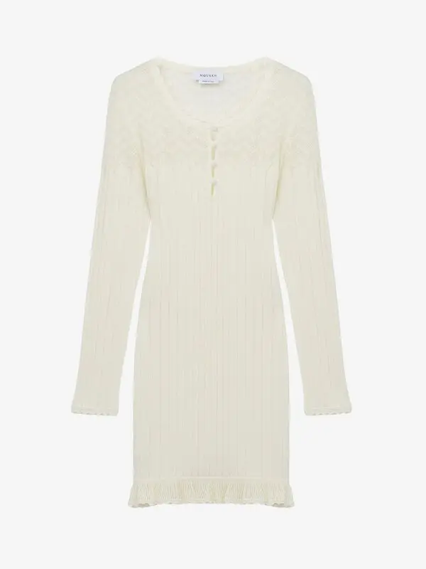 Alexander McQueen Pointelle Knit Mini Dress - Ivory