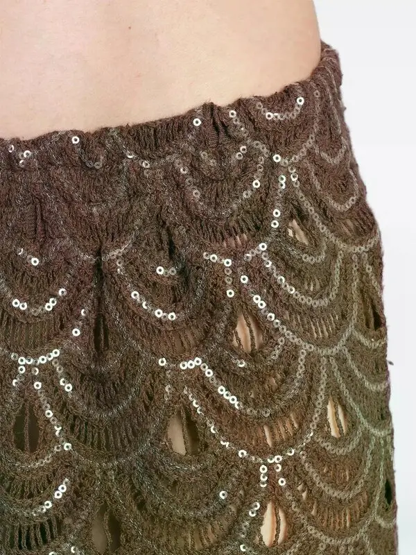 MC2 SAINT BARTH Maeve Sequin Embellished Crochet Knit Shorts
