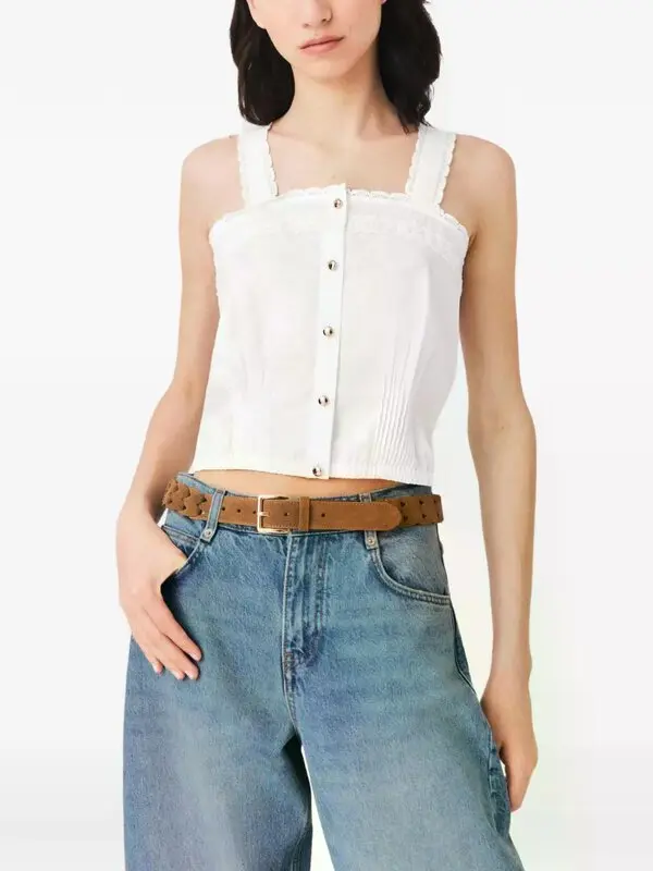 Maje Lace-trimmed Pleated Top