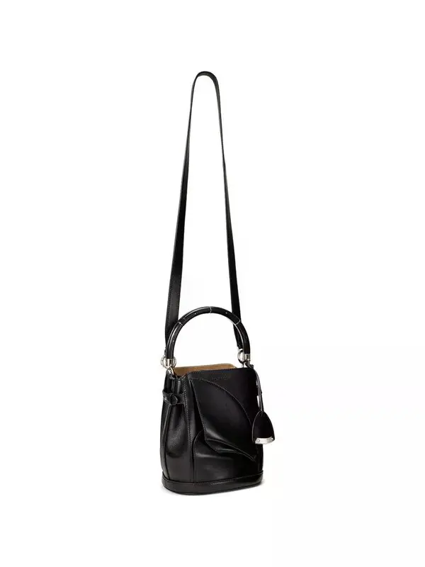 Ralph Lauren Pleated Leather Bucket Bag - Black