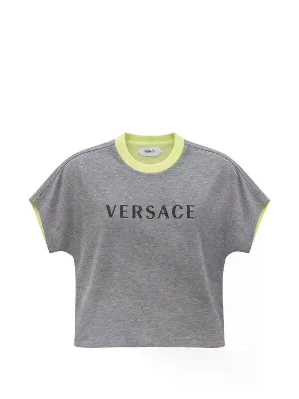 Versace Logo Print Layered Effect T-shirt - Grey