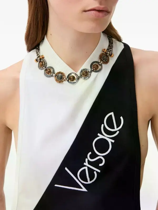 Versace Embroidered Logo Cotton-jersey Tank Top